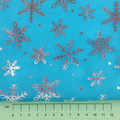 Cottontail Crafts - Christmas Organza Fabric with a Turquoise Snowflake ...