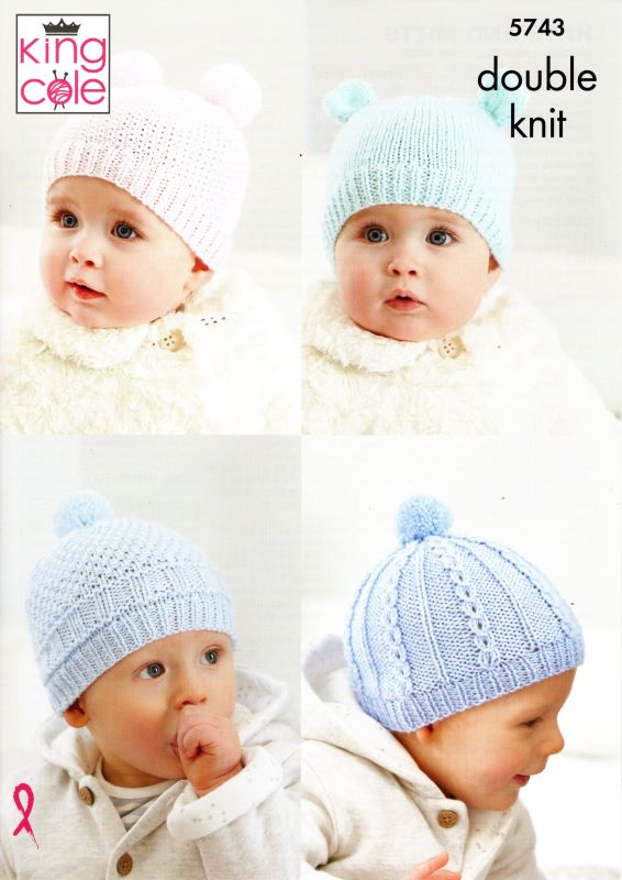 Cottontail Crafts - King Cole Knitting Pattern 5743 - Baby Hats and ...