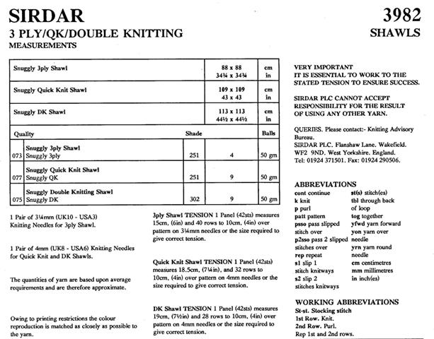 Cottontail Crafts - Knitting Pattern - Sirdar 3982 - Snuggly 3 Ply