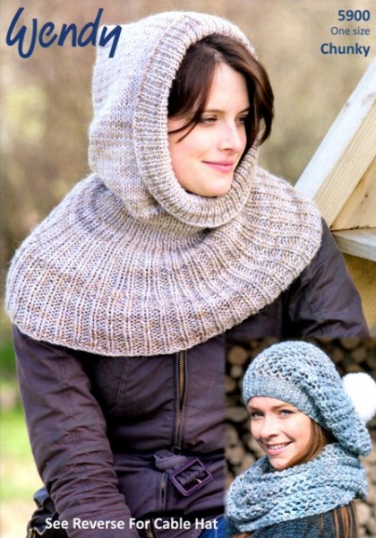Cottontail Crafts - Wendy Knitting Pattern 5900 - Hooded Cowl, Open ...